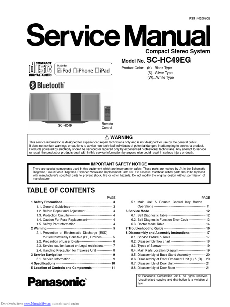 Panasonic Schc49eg | PDF | Electrostatic Discharge | Ac Power Plugs And ...