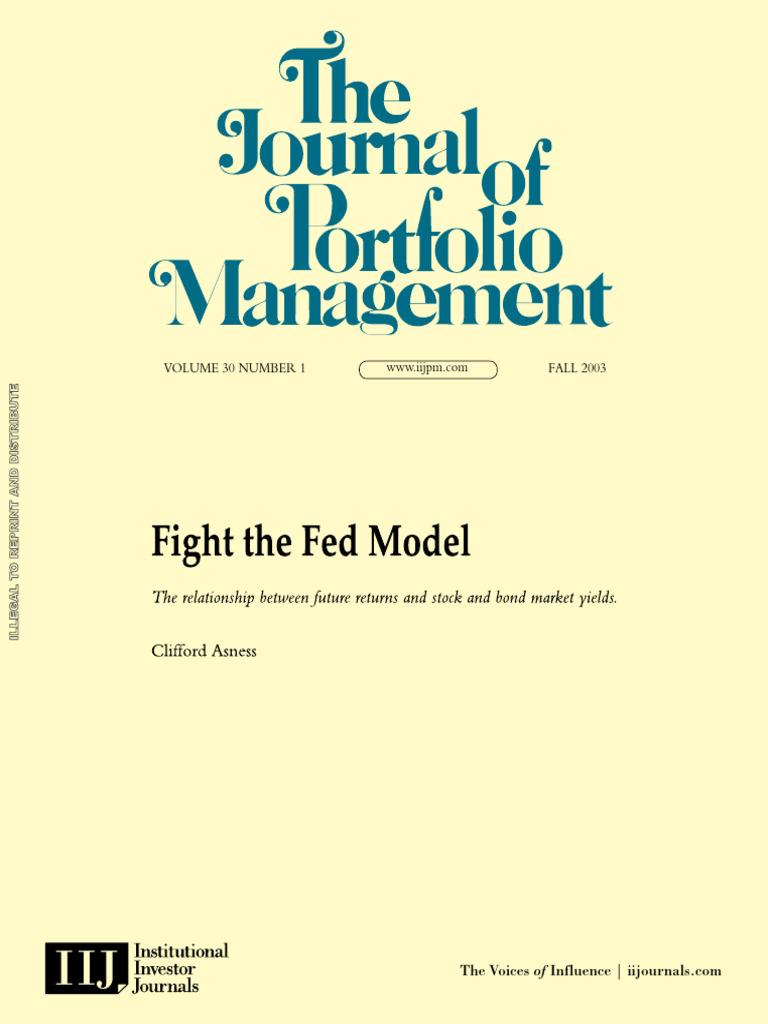 JPM Fight The Fed Model | PDF | Price–Earnings Ratio | Yield (Finance)