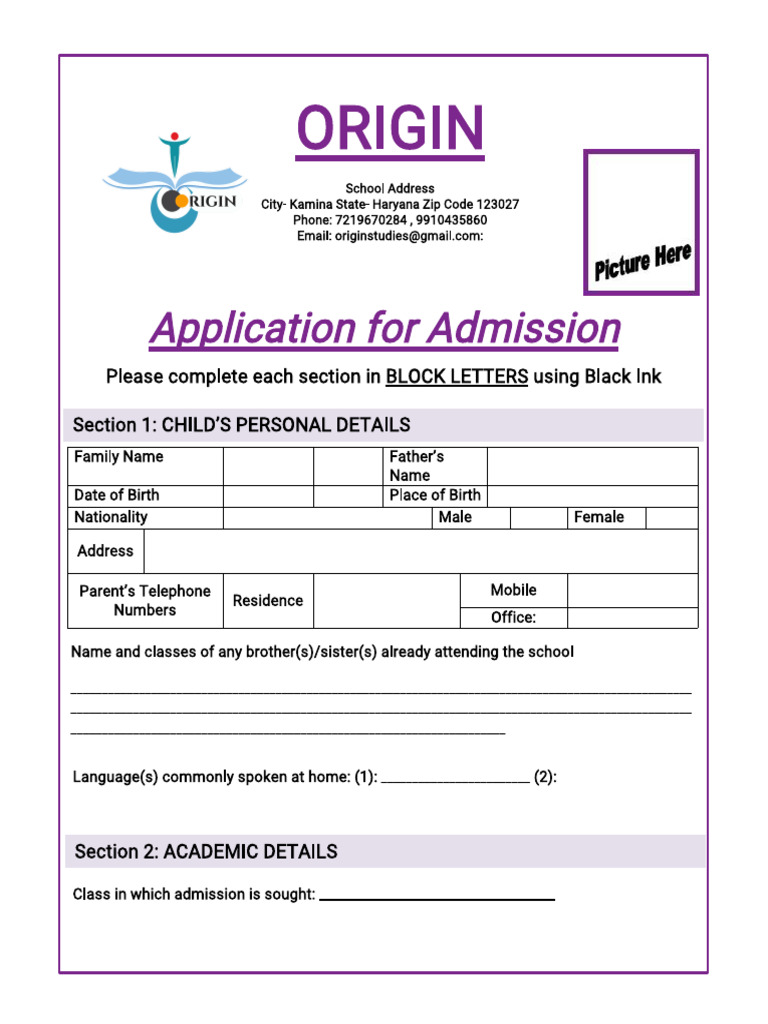 School Admission Form | Download Free PDF | Cheque | Signature
