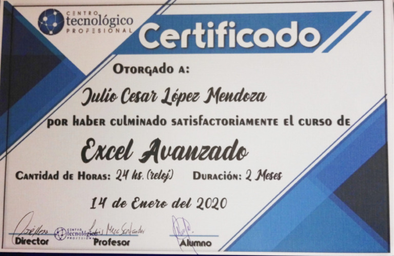 certificado Excel | PDF