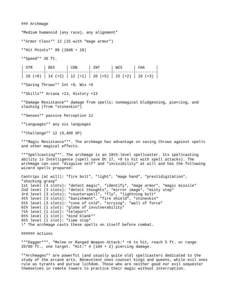 Archmage (NPC) | PDF