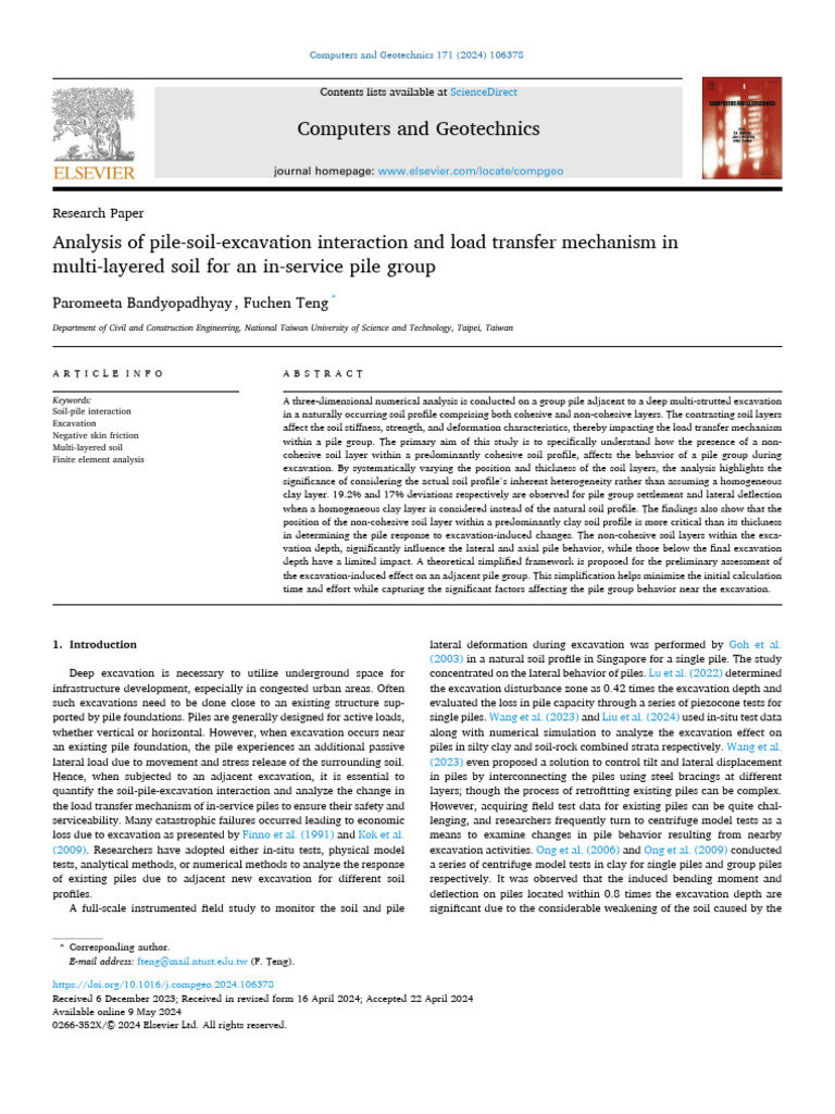 Pile-soil-excavation Interaction and Load Transfer Mechanism | PDF ...