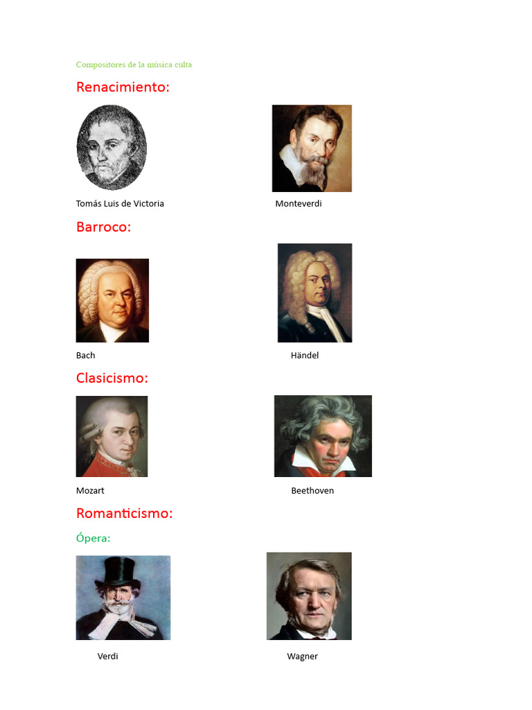 Compositores Clásicos por Época | PDF | Arte