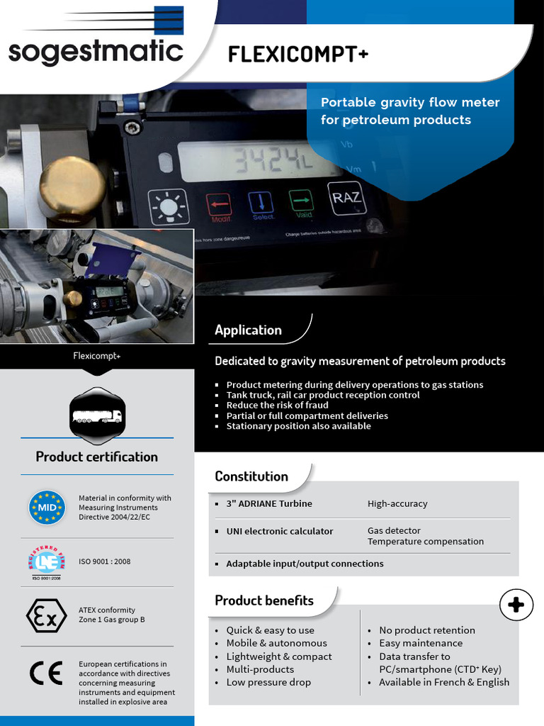 Portable Gravity Flow Meter for Fuels | PDF | Flow Measurement | Gases