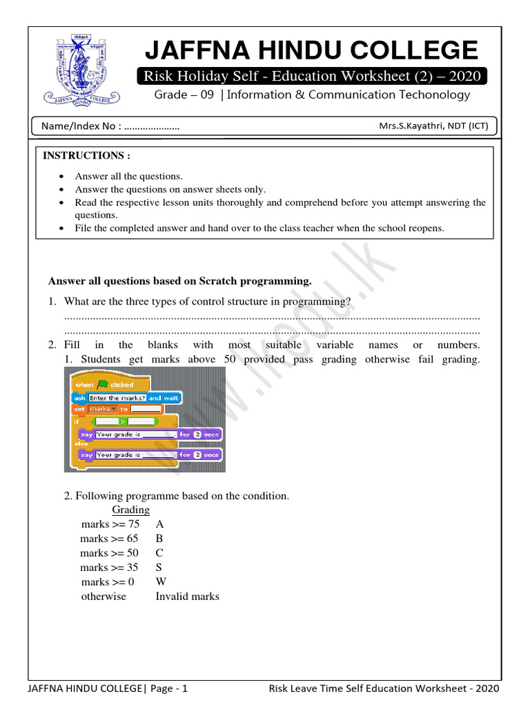 G9EM - ICT - Jaffna Hindu - 2nd | PDF | Computing | Computer Programming