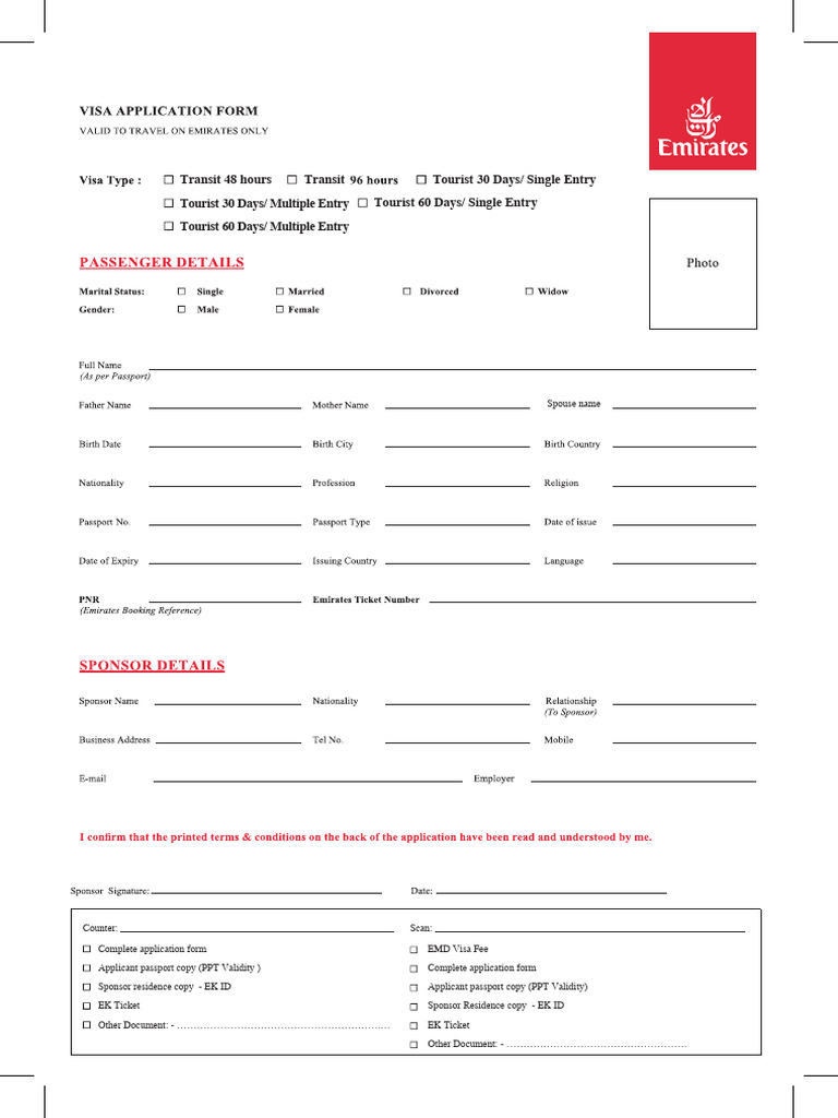 Uae Visa Application Form English | Download Free PDF | Travel Visa ...