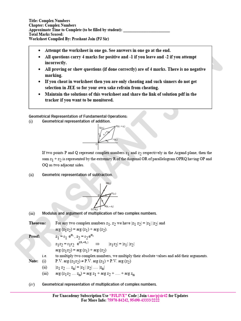 Conjugate Complex Numbers Worksheet | PDF | Complex Number | Mathematics