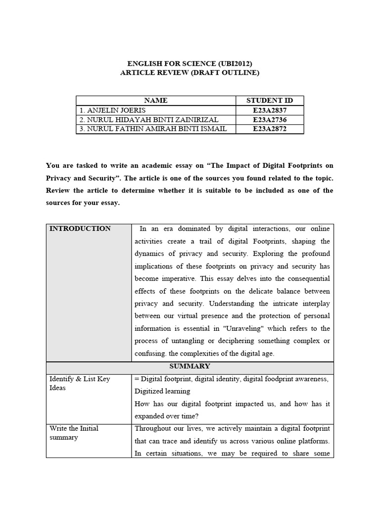Written Assessment - (Draft Outline) | PDF | Privacy | Computer Security