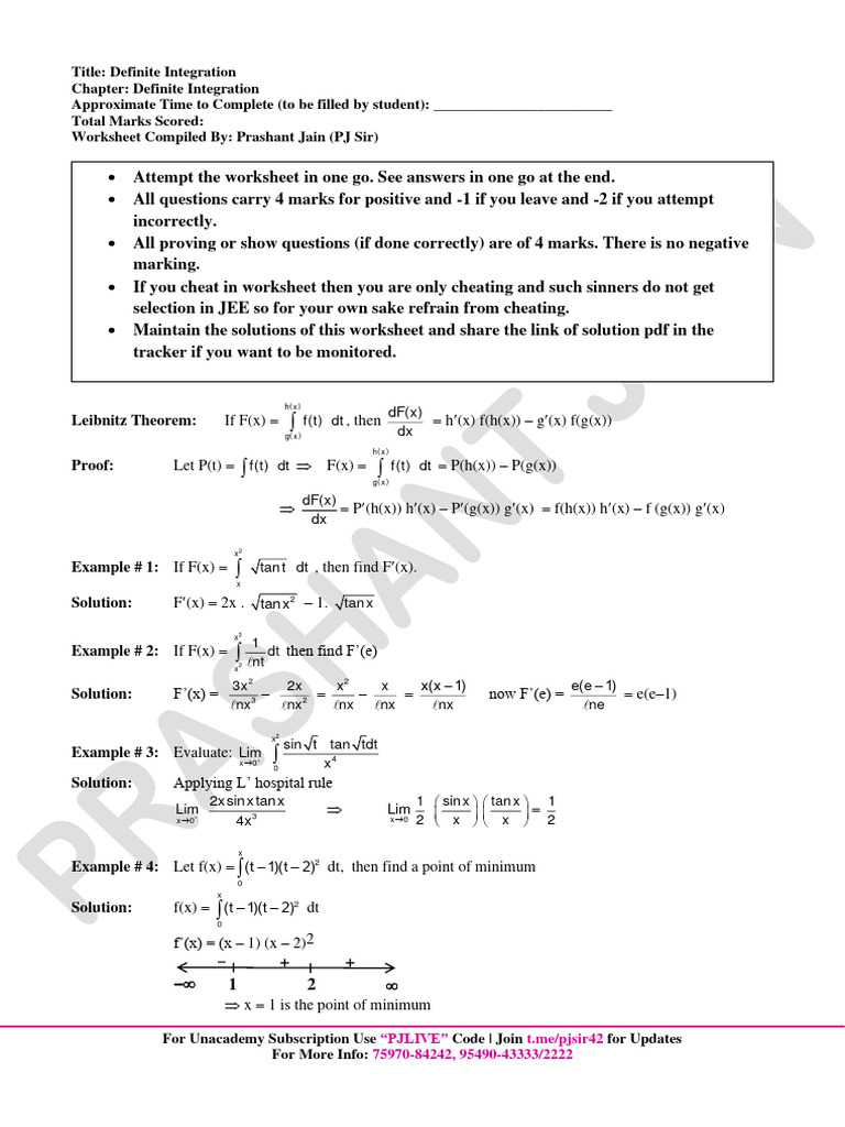Leibnitz Theorem in Definite Integration | PDF | Mathematical Physics ...