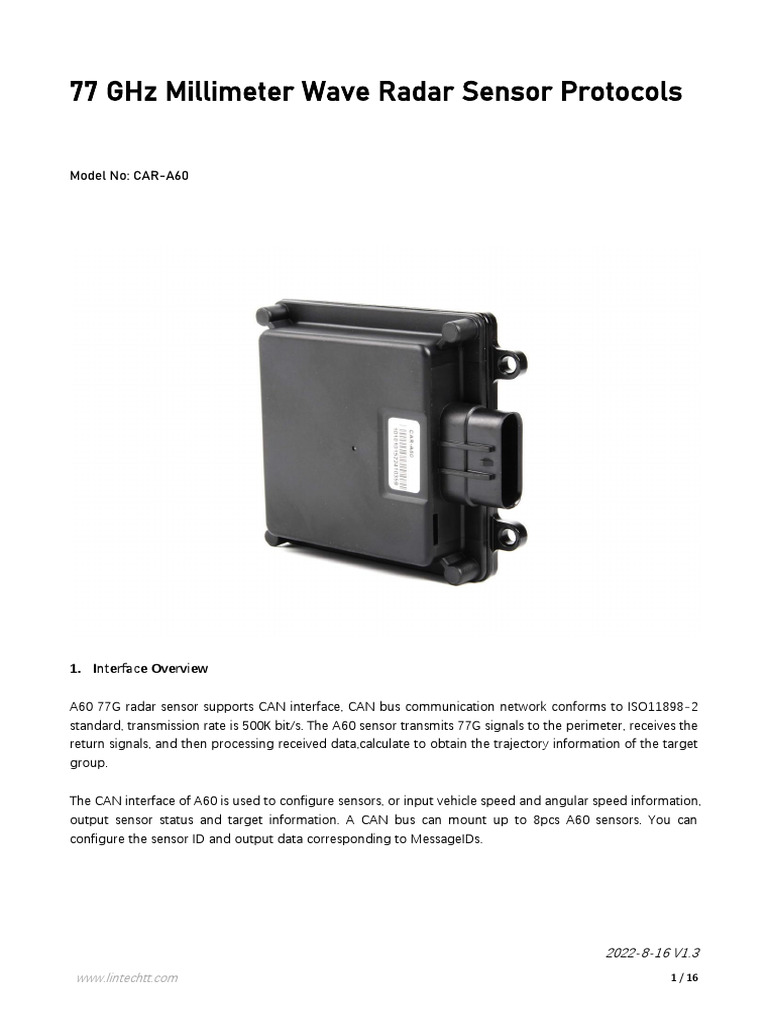 77 GHz Radar Sensor Configuration Guide | PDF | Radar | Parameter ...