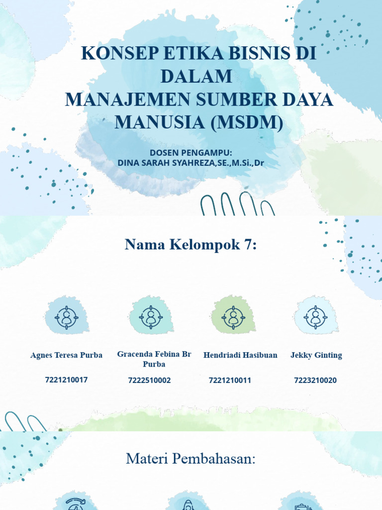 PPT Konsep Etika Bisnis Di Dalam MSDM - Kel.7 - MJM B 22 | PDF | Sains & Matematika