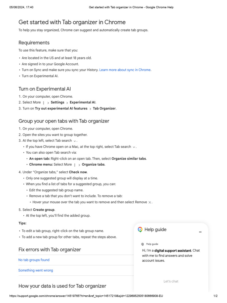 Get Started With Tab Organizer in Chrome - Google Chrome Help | PDF ...