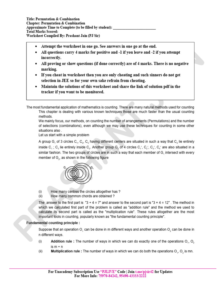 Worksheet-1 Fundamental Counting Principle | PDF | Function ...