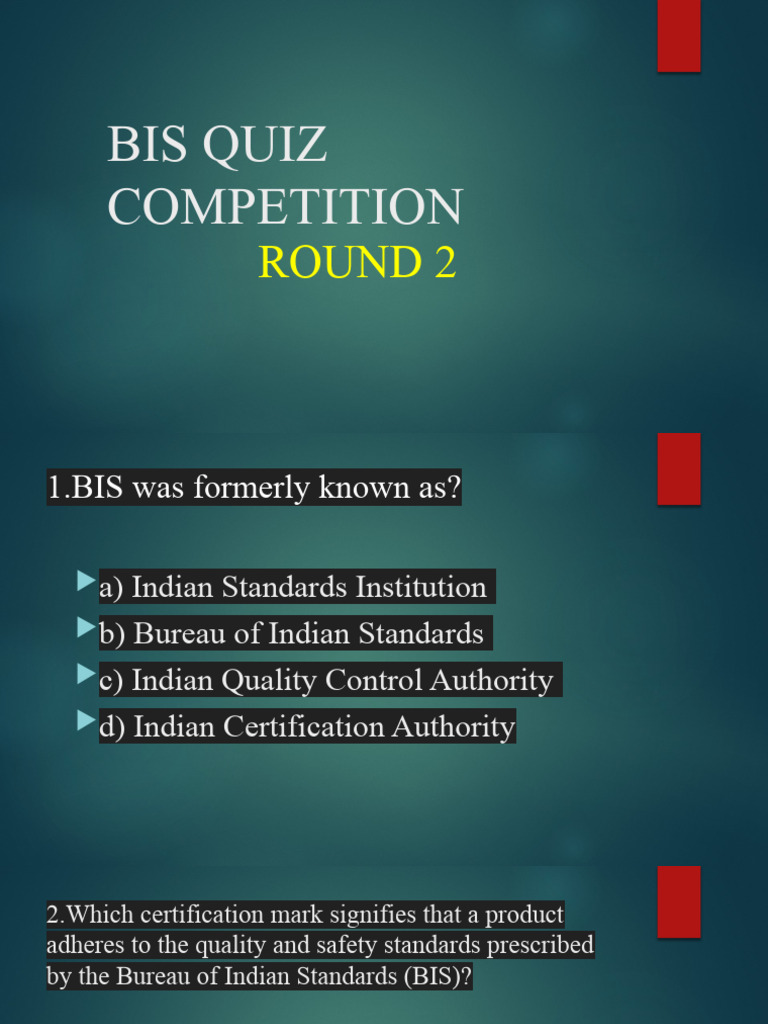 BIS Quiz Competition Questions 2025 | PDF | Regulation