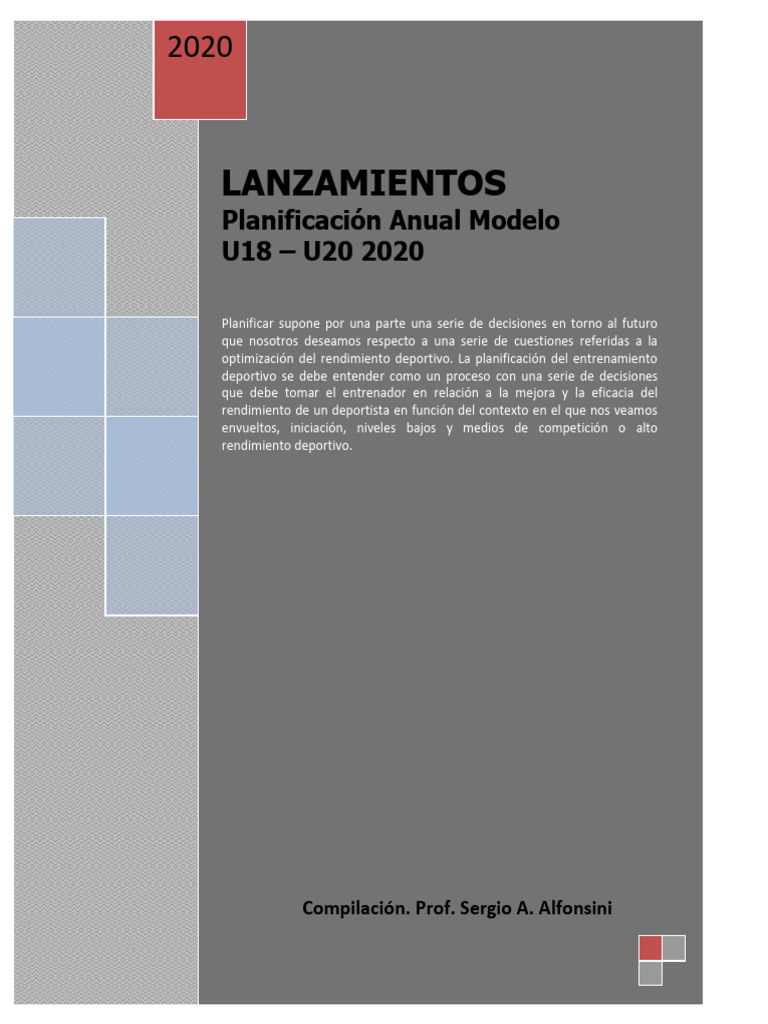 Planificación Anual Modelo U18-U20 Lanzamientos 2020 | PDF | Planificación