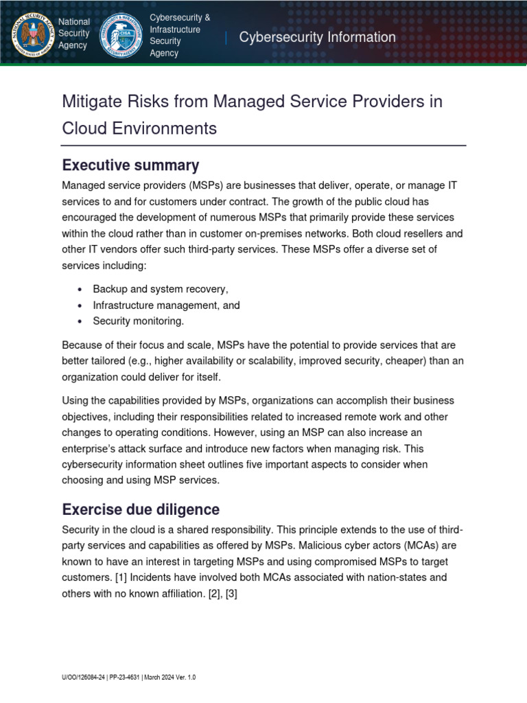 Mitigate Risks From Managed Service Providers | PDF | Computer Security | Security