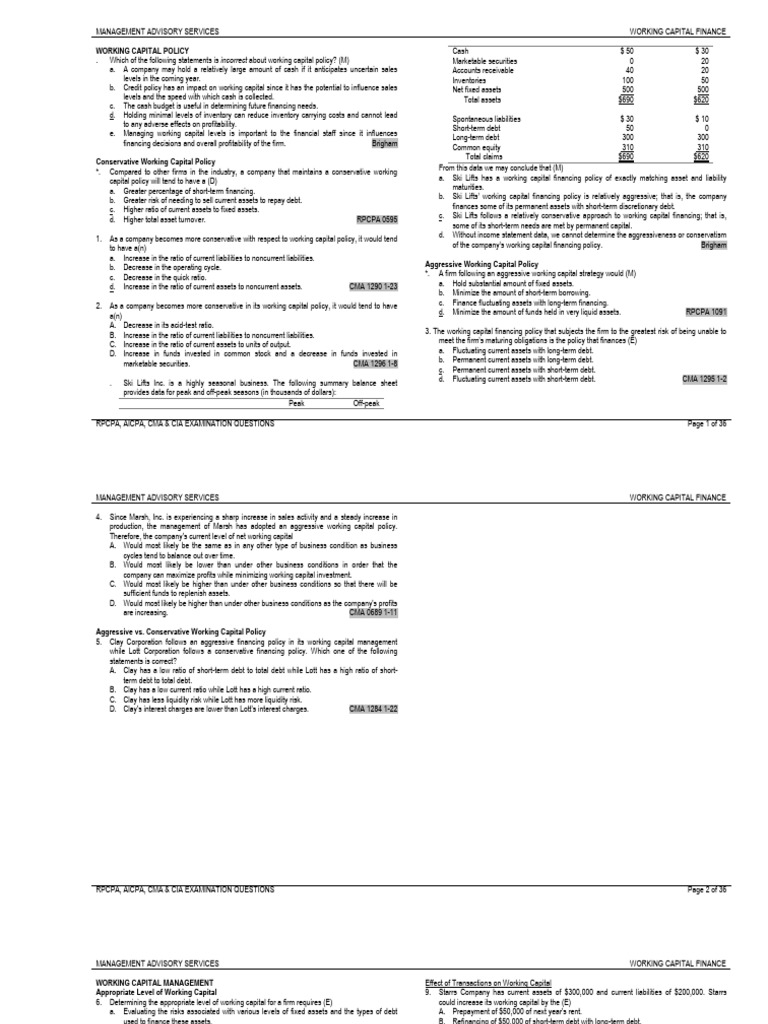 Working Capital Management Reviewer 2 - Theory | PDF | Working Capital ...