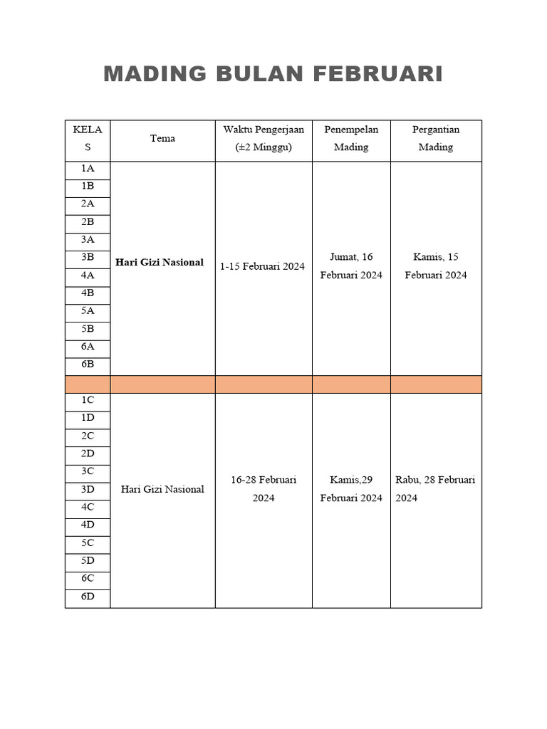 Tema Mading Bulan Februari 2024 | PDF