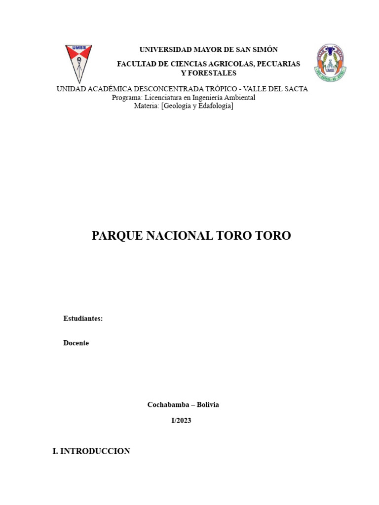 Toro Toro | PDF | Roca (geología) | Montañas
