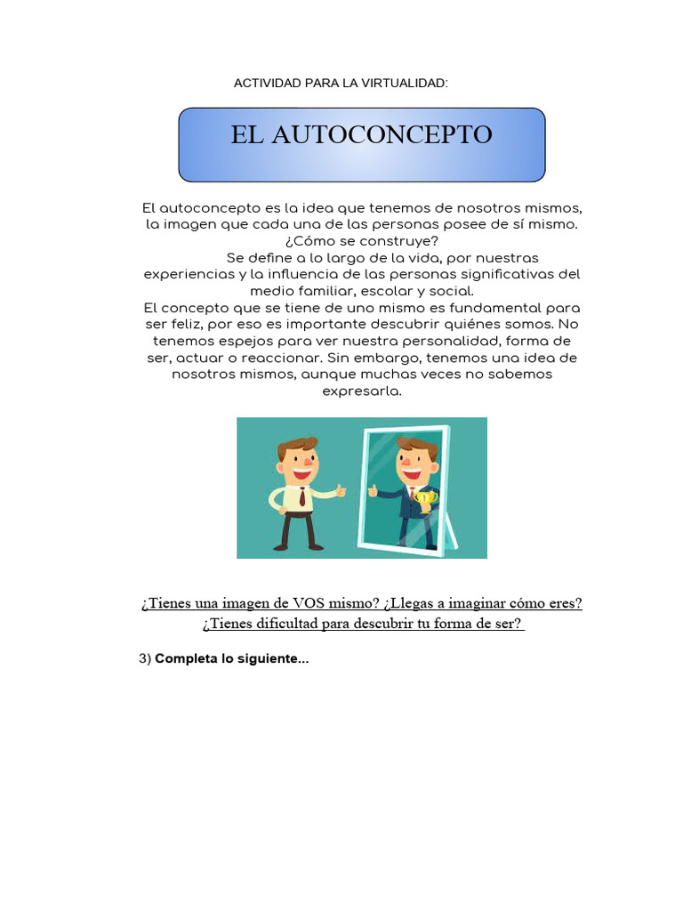 ACTIVIDAD - EL AUTOCONCEPTO | PDF