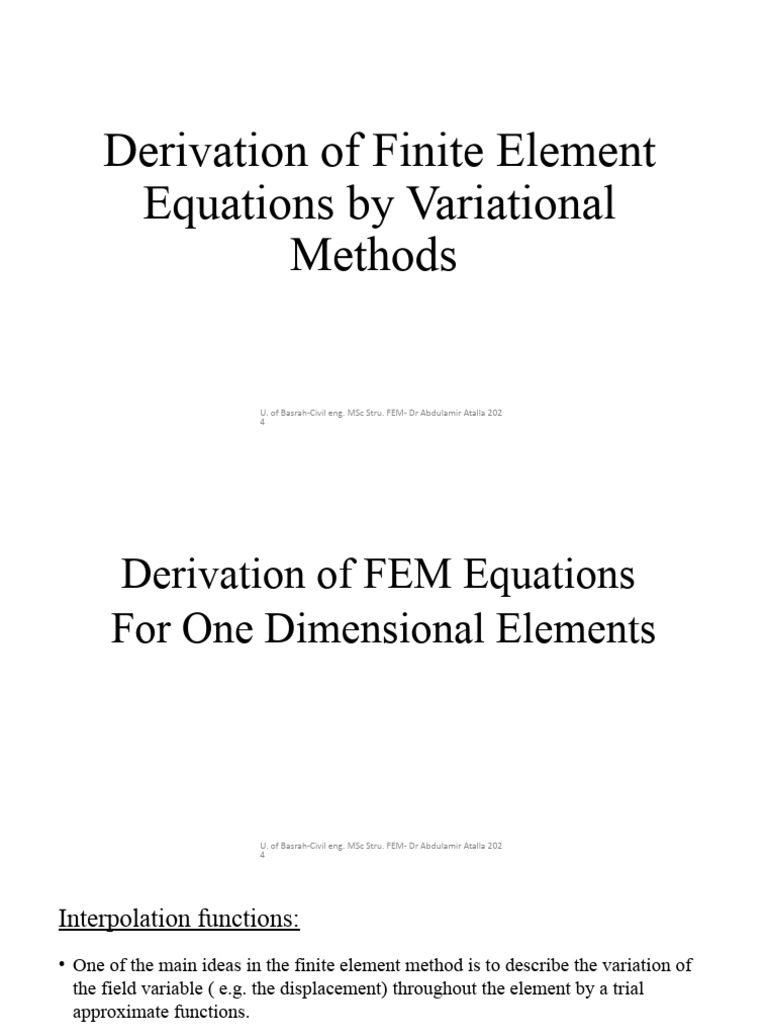 FEM 2024 Lecture 4 | PDF | Finite Element Method | Equations