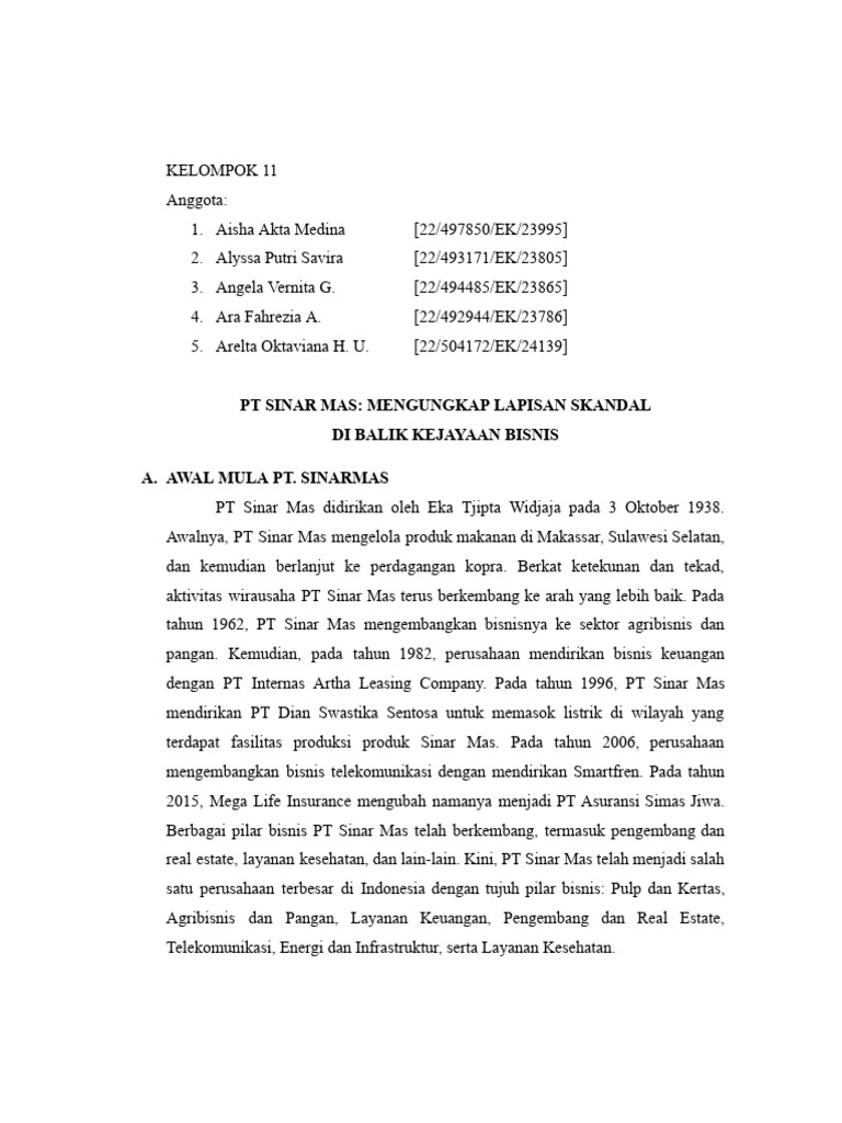 Kelompok 11 - Kasus Sinarmas | PDF