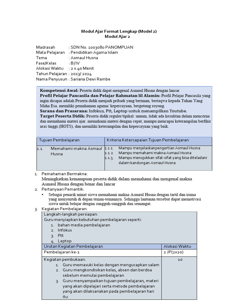 Modul Ajar 2 Tanda Tangan Kepsek PDF | PDF