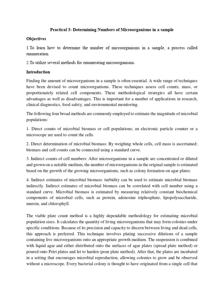 Practical 3 Lab Report Microbiology | PDF | Colony Forming Unit ...
