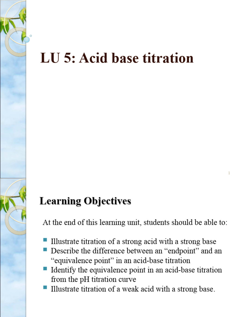 LU5 Acid Base Titration | PDF | Titration | Chemistry