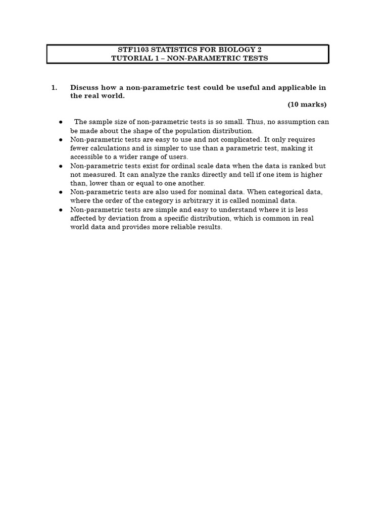 Tutorial 1 | PDF | Nonparametric Statistics | Evaluation Methods Tutorial 1 | PDF | Nonparametric Statistics | Evaluation Methods