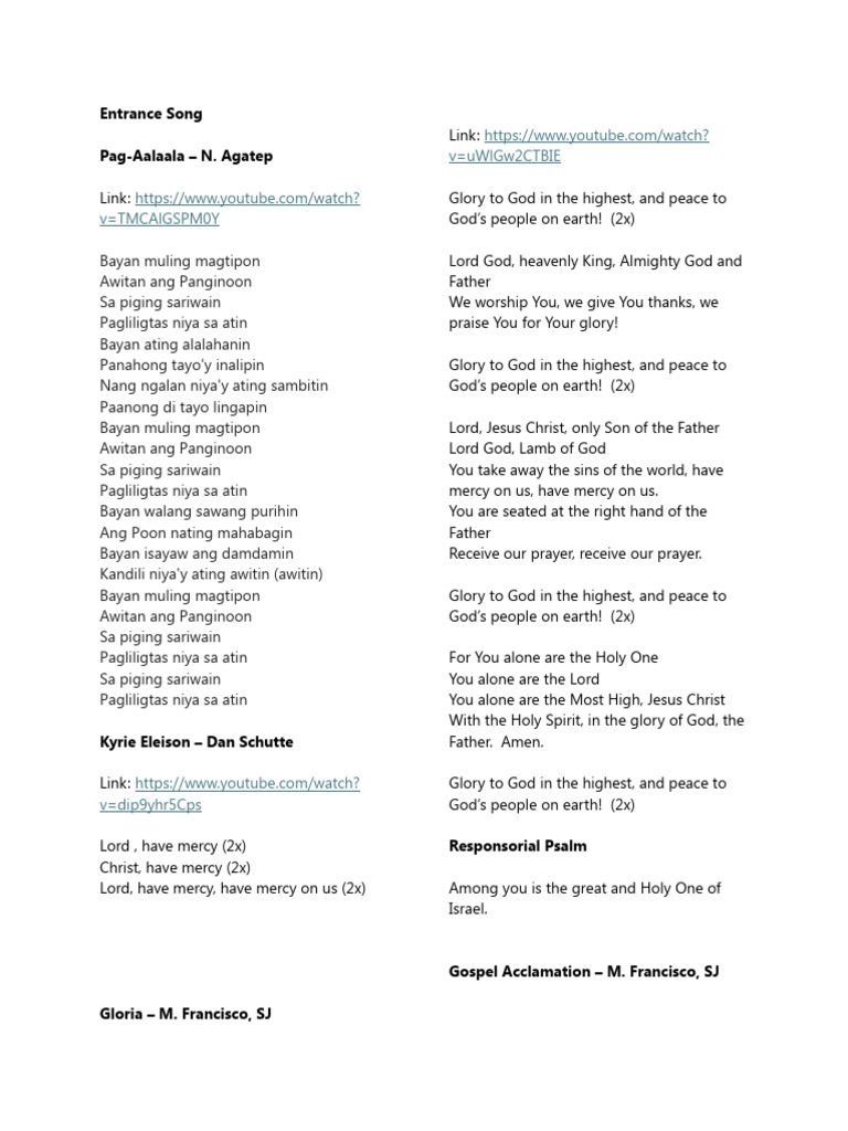 Mass Songs 2024 | PDF | God The Father | Theology