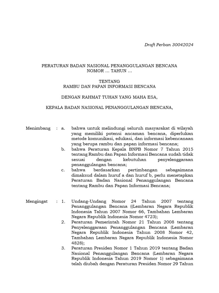 Rambu dan Papan Informasi Bencana | PDF