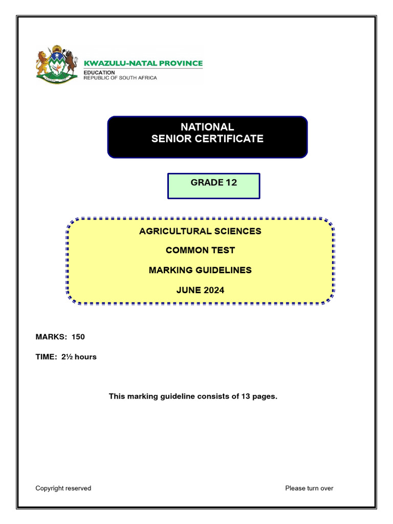 Amended Agricutlural Sciences June Common Paper Memo 2024 | PDF ...