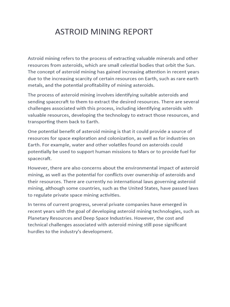 Astroid Mining | PDF | Mining | Asteroid