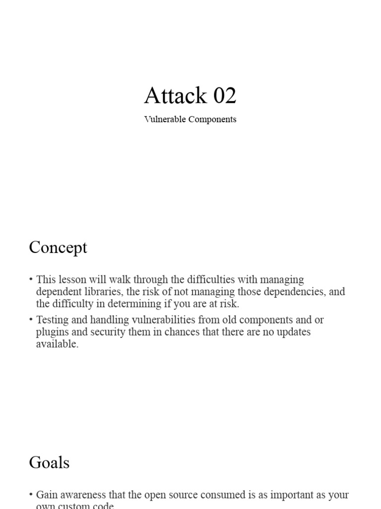 Attack02 Vulnerable Components | PDF | Software Repository | Risk