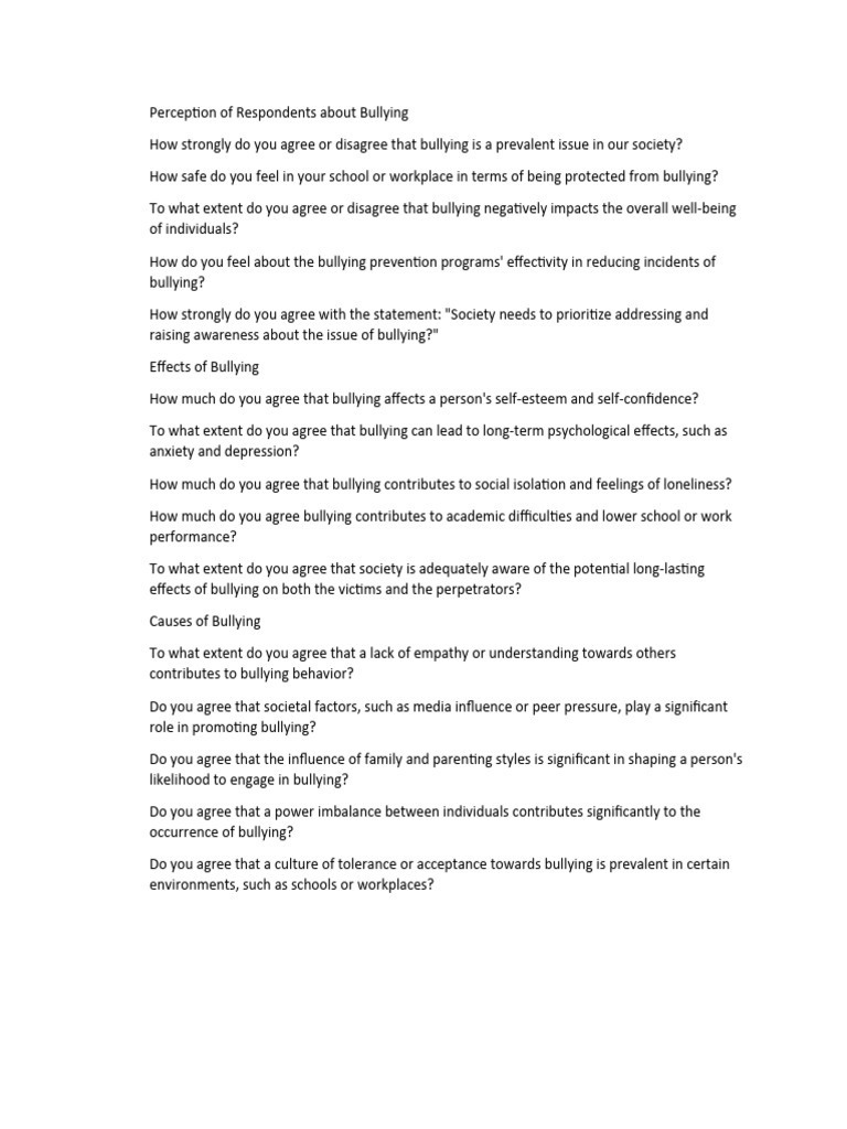 ESP Thesis 3rd Draft (Bullying) Questions | PDF | Lifestyle