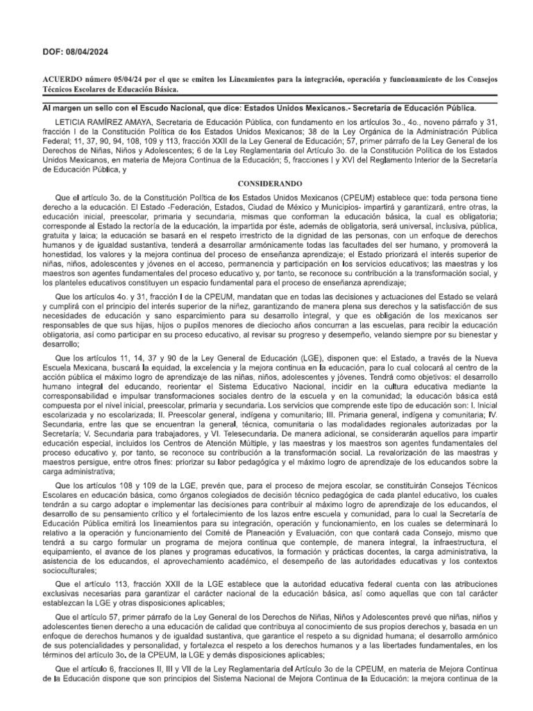Acuerdo 05.04.2024 Cte | PDF
