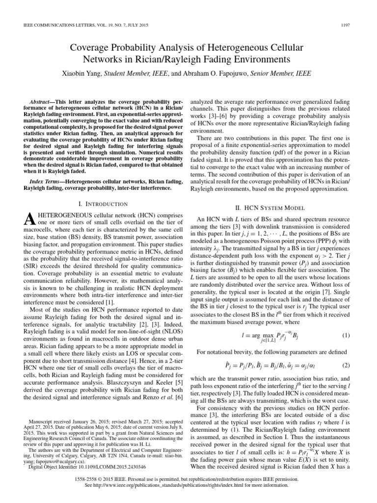 Yang 2015 | PDF | Cellular Network | Probability