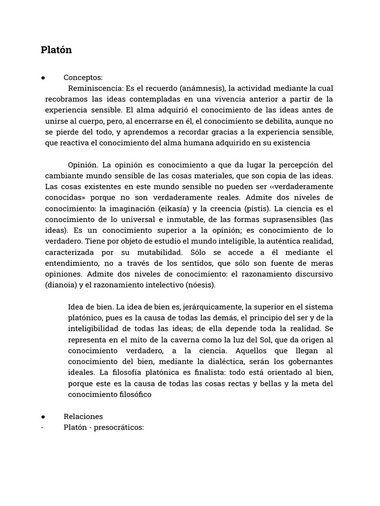 Filosofía de Platón: Conocimiento y Ética | PDF | Platón | Conocimiento