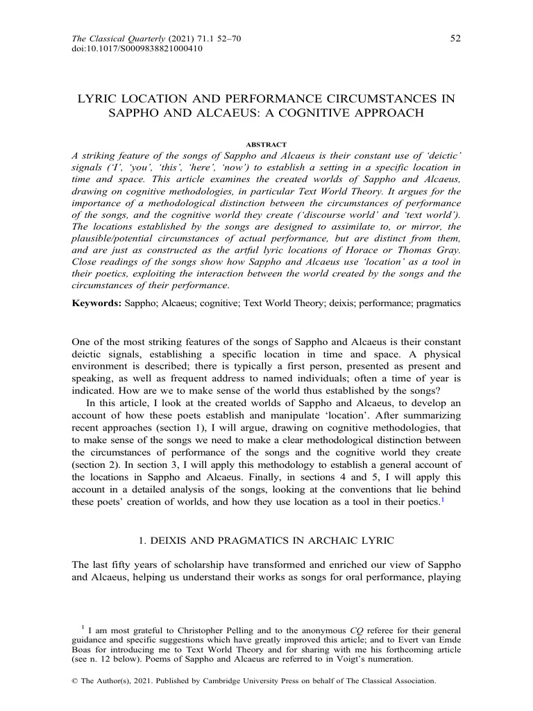 Cognitive Worlds of Sappho & Alcaeus | PDF | Poetry | Lyric Poetry