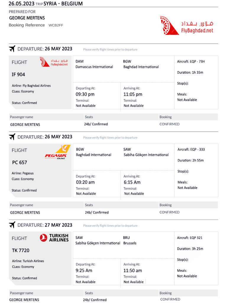 Itinerary Flight Ticket | PDF