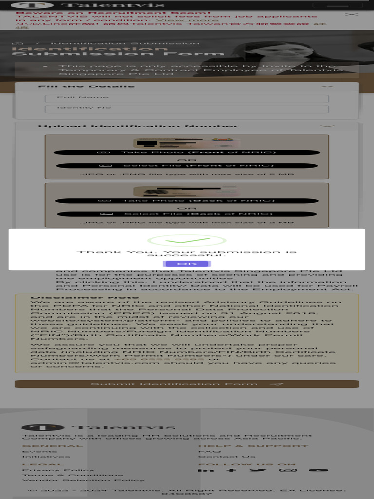 Identification Submission - Talentvis | PDF | Employment