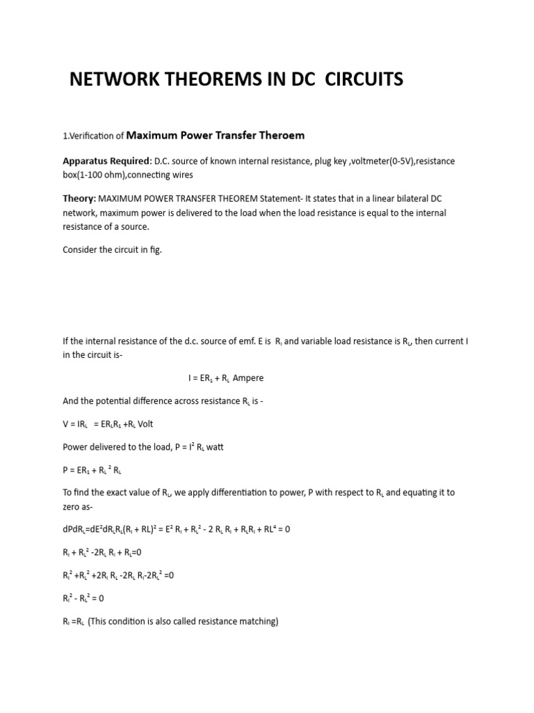 Network Theorem Final | PDF | Electrical Network | Voltage