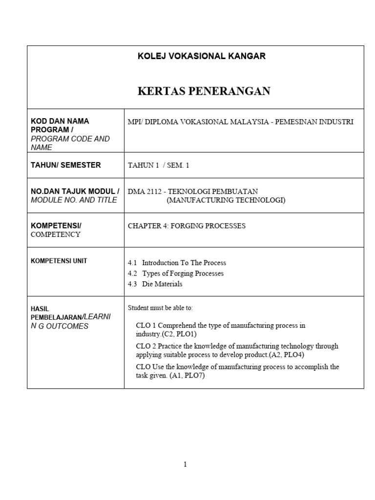 Chapter 4 Forging Process .. | PDF