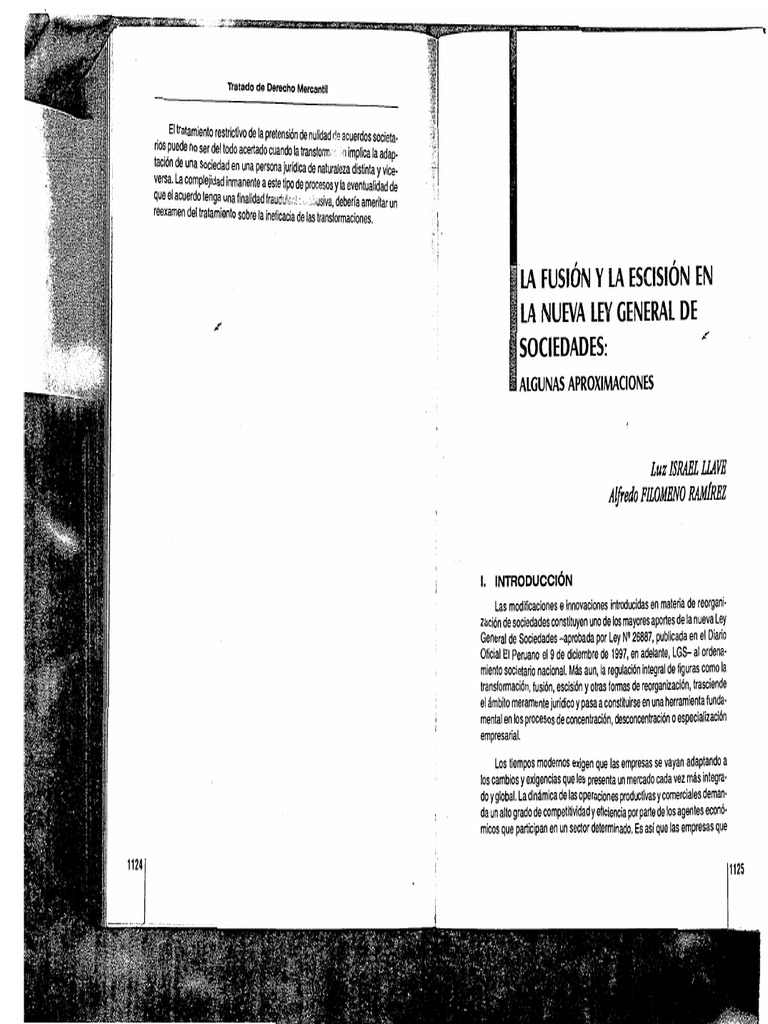 La Fusion y La Escision en La LGS-Algunas Aproximaciones (Alfredo ...