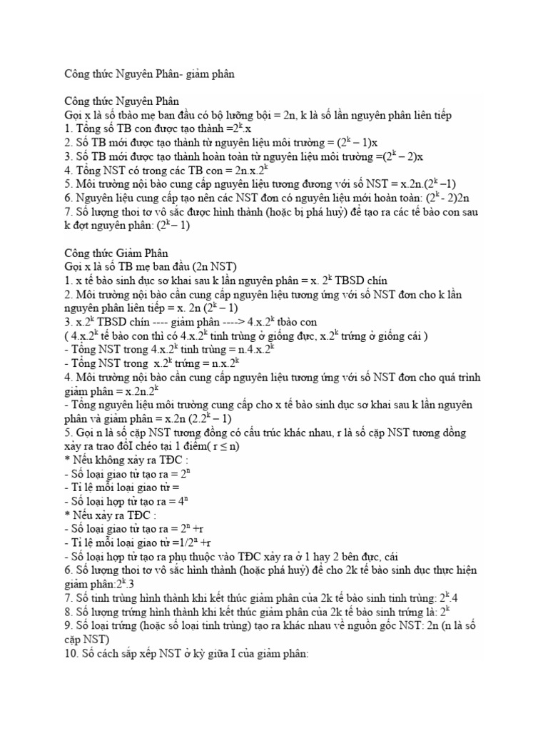 Công TH C Nguyên Phân | PDF