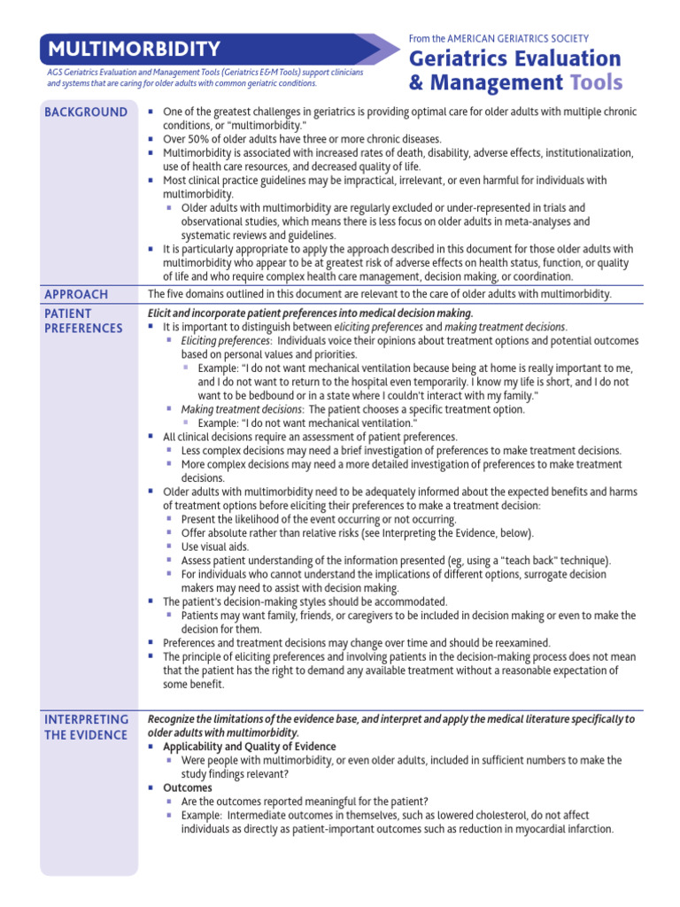 Approachto Multimorbidity | PDF | Geriatrics | Decision Making