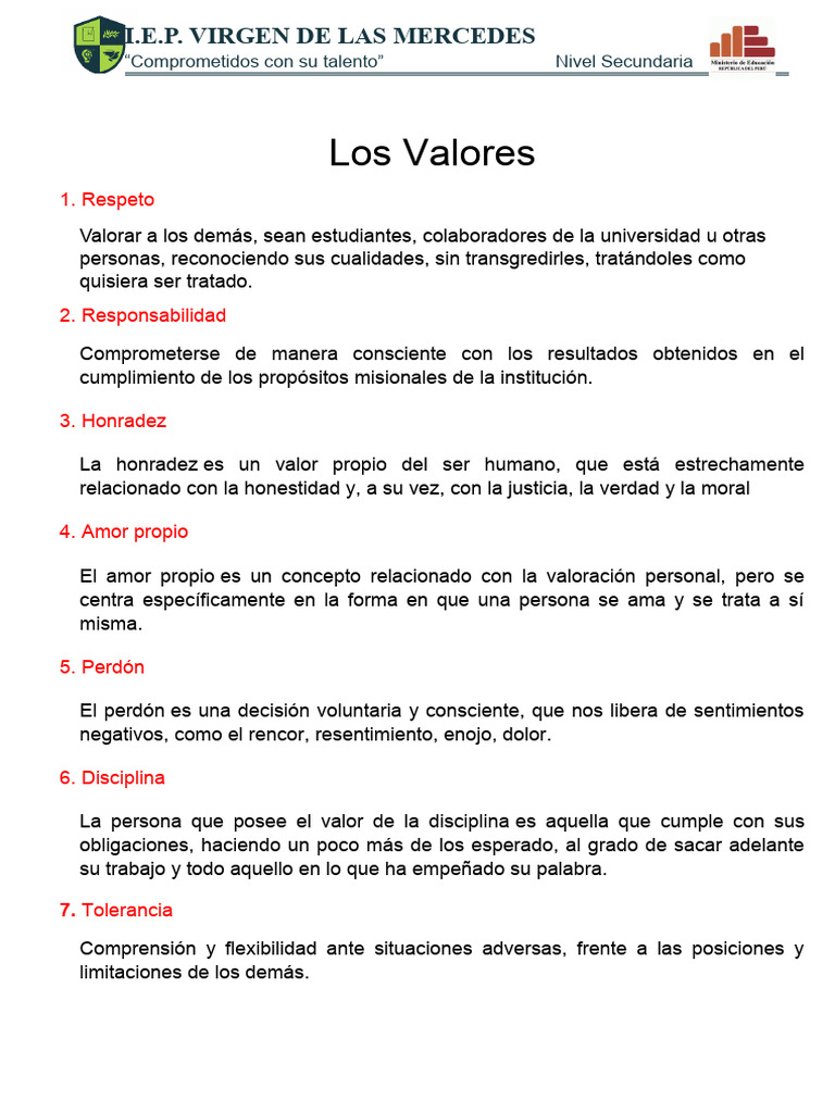 Los Valores | PDF