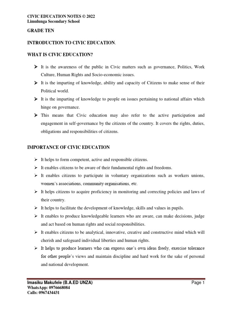 Civic Education Revised Notes (1) | Download Free PDF | Elections ...