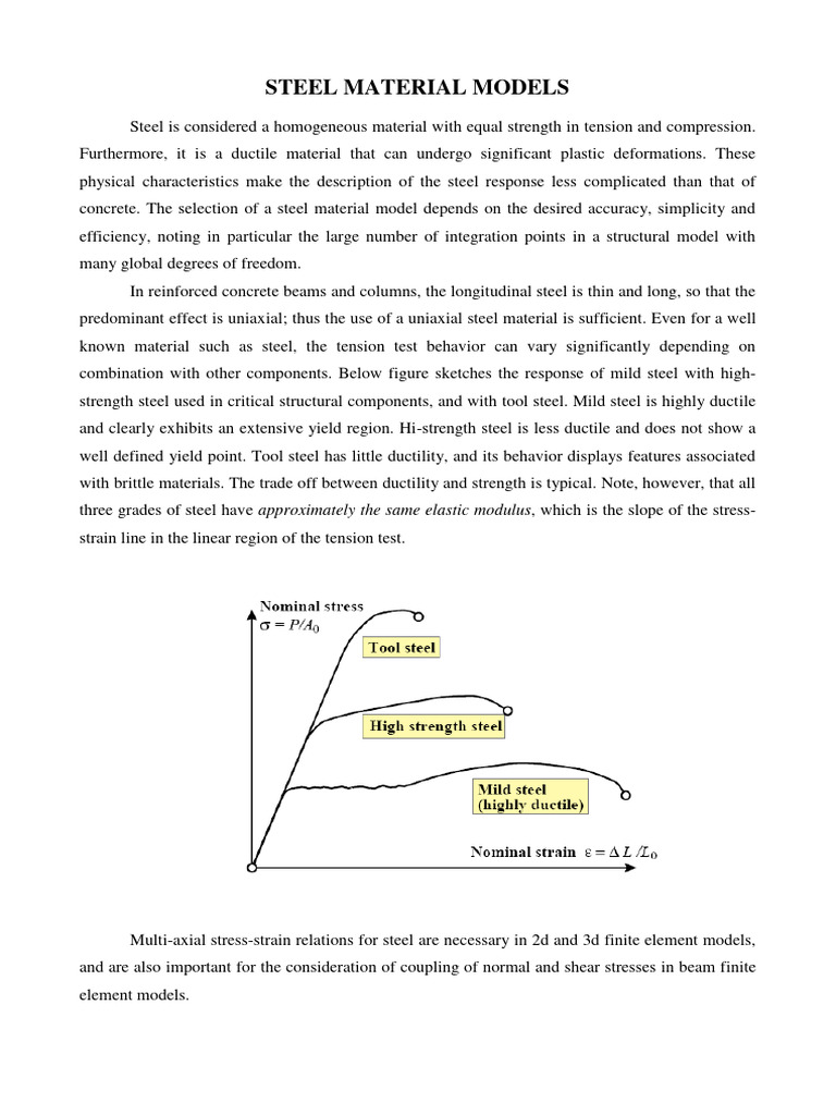 Steel Material Models | PDF | Deformation (Engineering) | Strength Of ...
